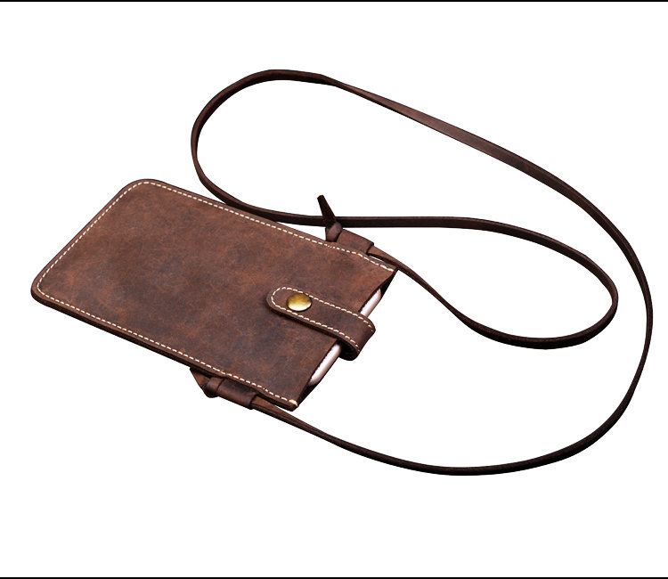 Vintage Leather Cell Phone Crossbody Bag with Crazy Horse Finish ...